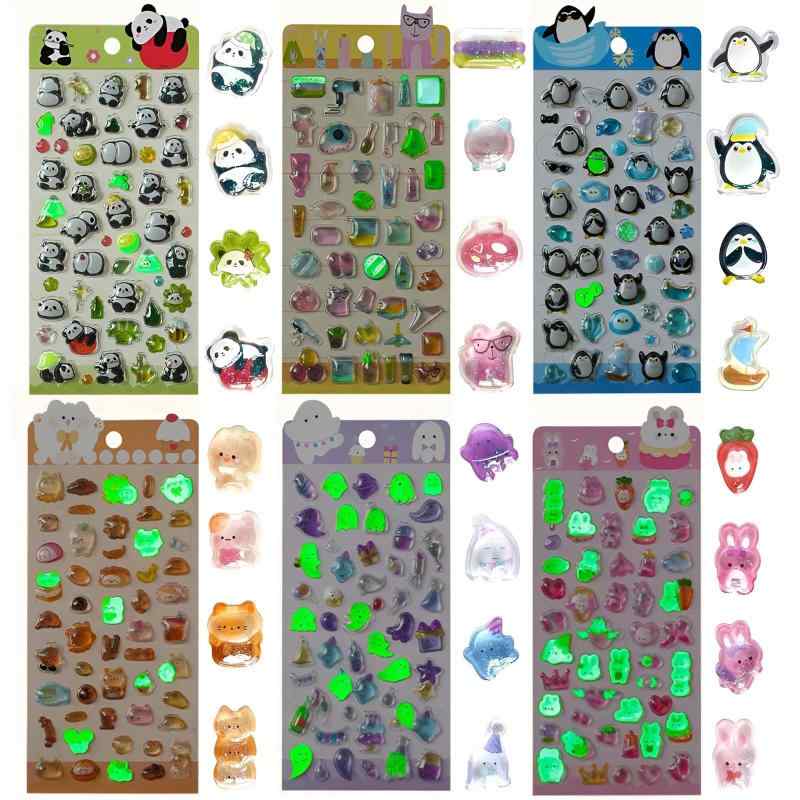 立体シール 3dシール 可愛い 2枚セット 夜光ステッカー 暗闇で光る3d ステッカー おしゃれデコ ご褒美 キラキラ 女の子 大容量 携帯電話スマホケース飾り用 手帳用 DIY用 日記帳用 貼り付け可【3d立体シール】この浮き彫り3dステ...