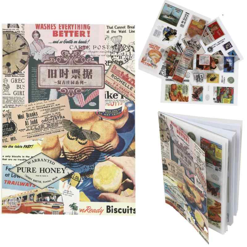 Kansha Heart 20ページ約250種 コラージュ 素材 フレークシール コラージュ素材 シール ステッカー スクラップブッキング マステ素材 シールブック ジャンクジャーナル ビンテージ 切手 透明シ20ページ250種類前後の素材...