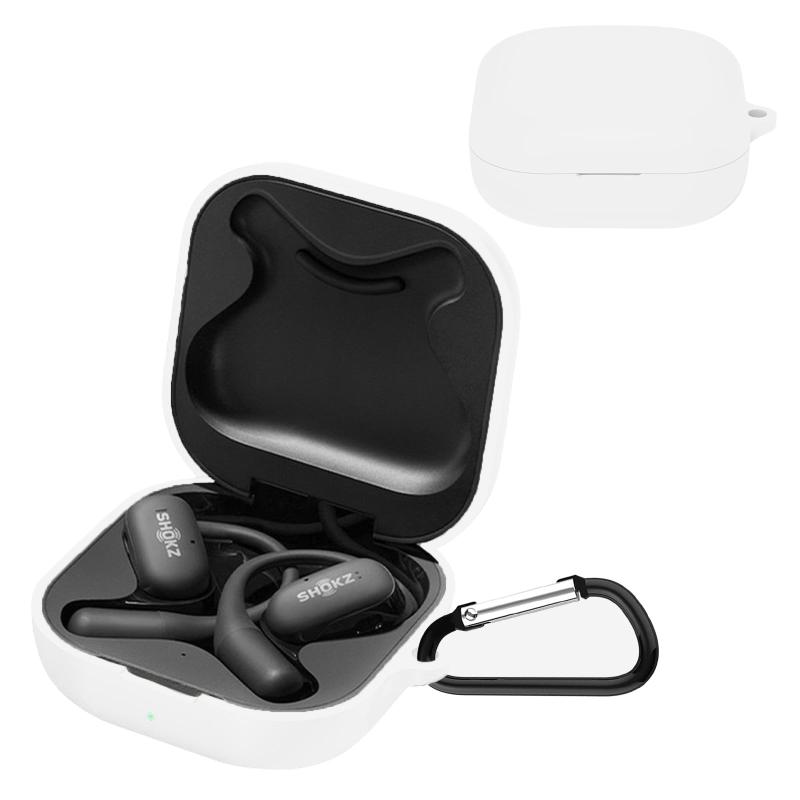 TOORQR For Shokz OpenFit ケース カバー Shokz OpenFitシリコン素材 ケース 保護カバー 防水 防塵 落下防止 キズ防止 全面保護 軽量 カラビナ付き
