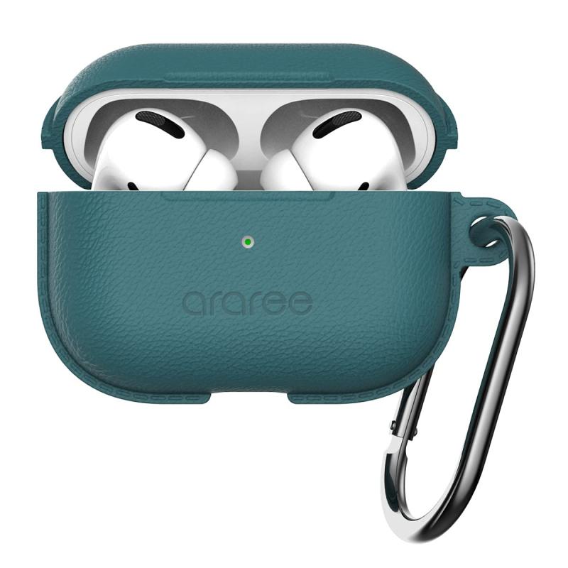 【araree】 AirPods Pro ケース カラビナ リング 付 耐衝撃 レザー テイスト シリコン カバー 衝撃 吸収 スリム ソフト ケースカバー 傷防止 落下防止 保護 アクセサリー [ Apple AirPodsPro MWP...