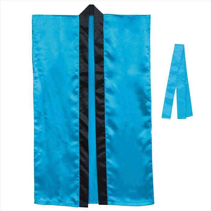 SEARCH WORD：ハッピ サテンロングハッピ サテン素材 サテン生地 青 ブルー ハチマキ付 法被 半被 運動会 体育祭 発表会 スポーツ大会 舞台衣装 お遊戯会 応援 祭り イベント ダンス 衣装 半纏 エイサー よさこい 装飾 中...