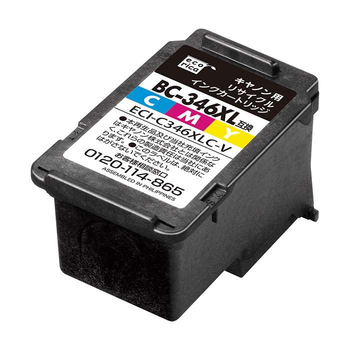 SEARCH WORD：エレコム ELECOM インクカートリッジ プリンター 商品概要：■対応カートリッジ:キヤノン BC-346XL ■カラー:シアン、マゼンタ、イエロー(染料)3色一体型 ■対応機種:PIXUS TS203、PIXUS...