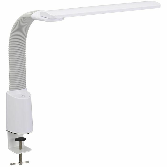 SEARCH WORD：デスクライト AC電源 LED 商品概要：●白さが際立つLED色温度で文字がハッキリ。　●明るさが調節できる3段階調光。　●JIS規格A形相当で広がる光。　●クランプ式で机上面を有効利用。　●全光束は約550ルーメン...