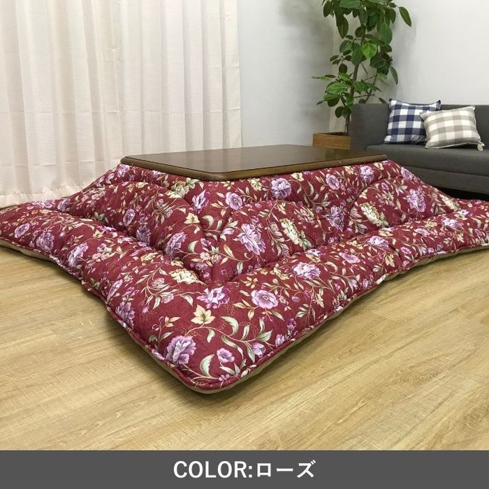 SEARCH WORD：イケヒコ IKEHIKO 家具 こたつ インテリア 部屋 家財 模様替え 引っ越し 家族 ファミリー 一人暮らし こたつ こたつ厚掛 掛 エクスタ 205×245cm ローズ商品概要：深みのある赤に華やかな花柄が映え...