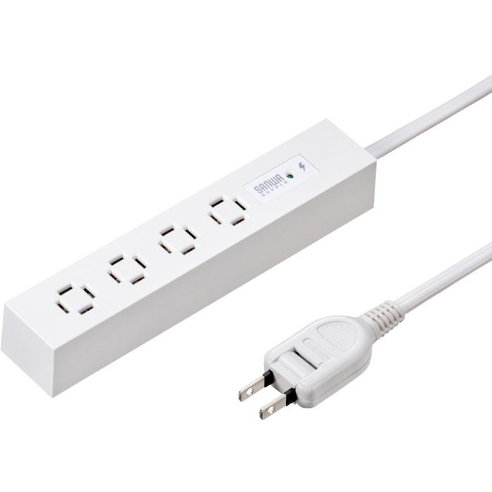 SEARCH WORD：4969887792124 サンワサプライ スリムタップ（AC4個口・マグネット付き・雷ガード付き） TAP-SPSLIM4MG-2W タップ・UPS タップ 商品概要：縦横間自在に差し込めるユニークな4個口設計。雷...