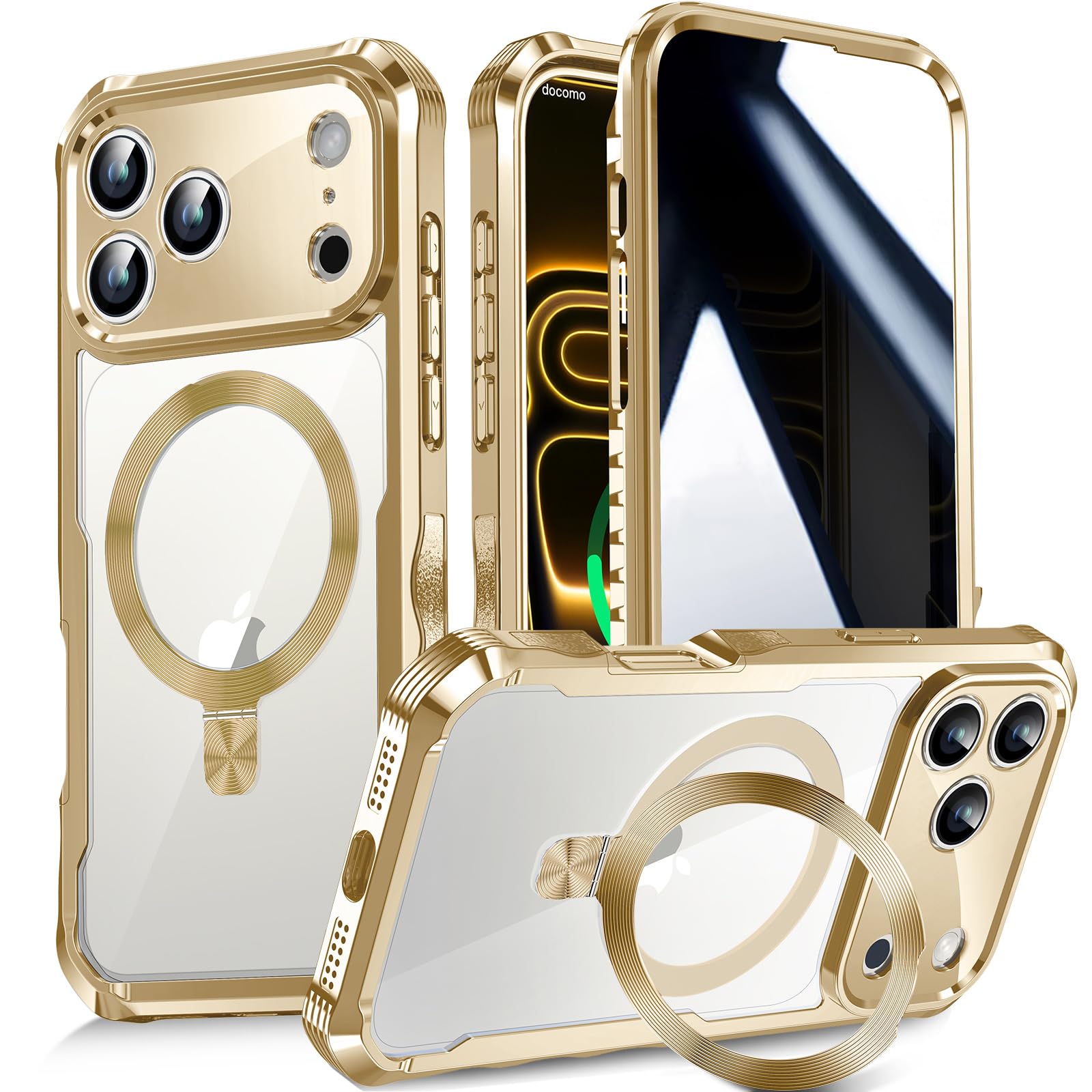 ・【多機能スタンド・マグセーフ対応】当店のiPhone 17 Pro ケースは、スタンド、CDリング、マグセーフ充電の3つを一体化しています。0-120°まで自由に調節でき、スタンドを収納すると完全に隠れます。マグセーフリングには堅牢な航空...