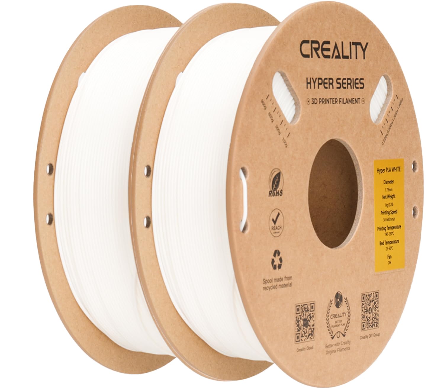 ・【高速冷却・高速成形|30-600mm/s広範囲高速印刷対応】Creality Hyper Series PLAフィラメントは、高流動性＆急速冷却を両立した専用配合を採用し、30・600mm/sの広範囲印刷速度に対応します。優れた溶融・押...