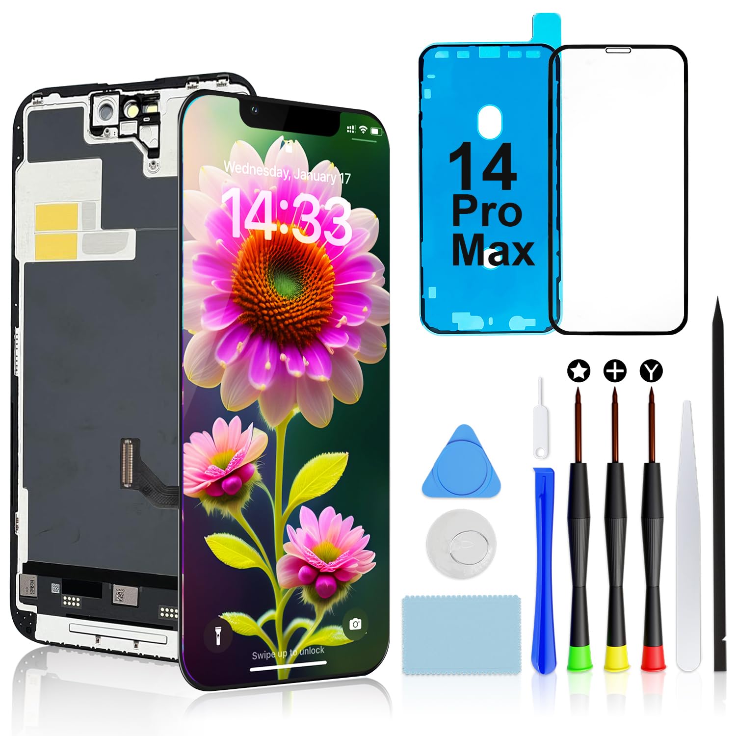・・対応機種：iPhone 14 Pro Max 6.7インチ画面専用（ A2651, A2893, A2896, A2895, A2894）。・・プレミアム品質：iPhone 14 Pro Maxの液晶画面は最新のCOF製造技術を使用し、...
