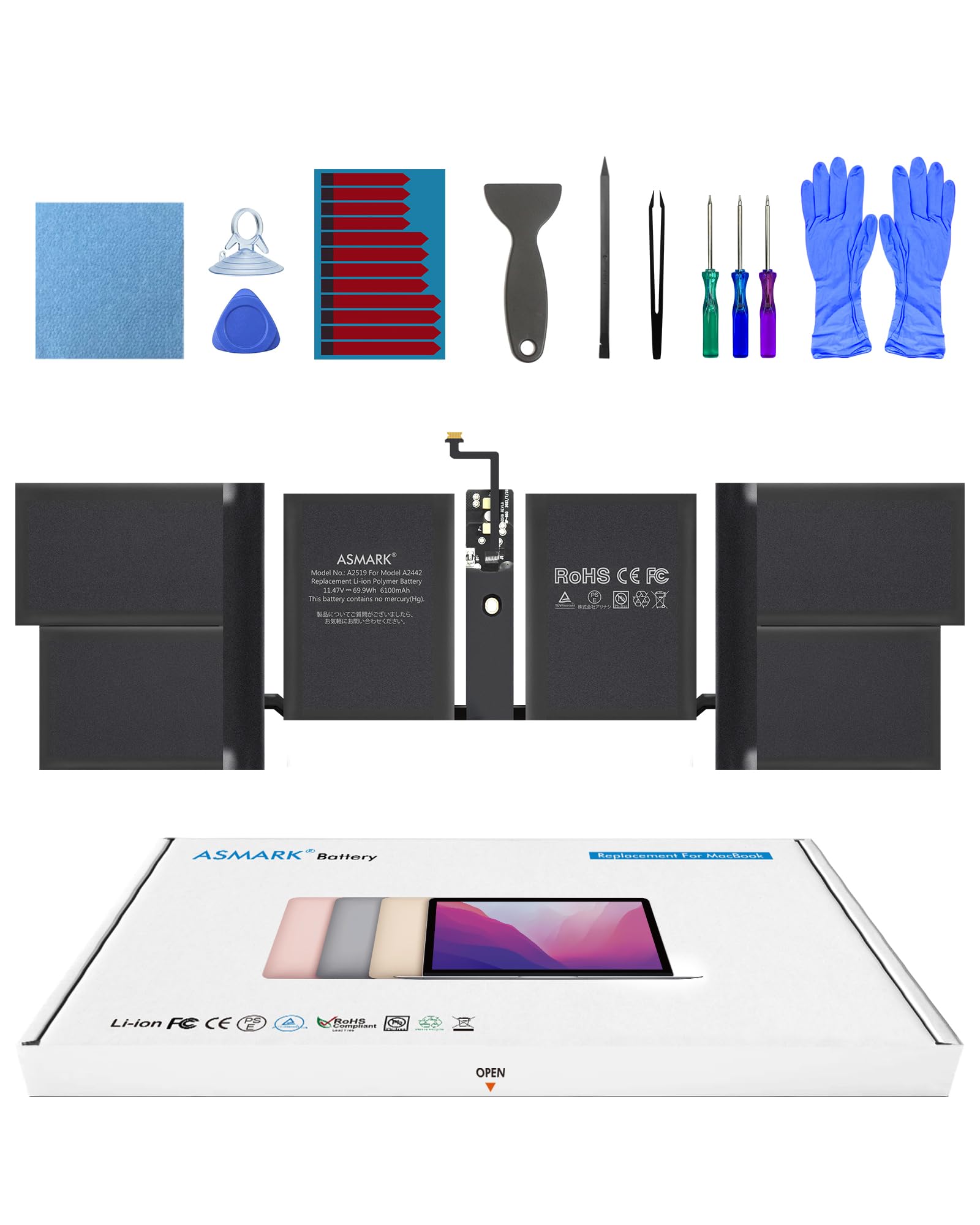 ・【バッテリーモデル】A2519、満充電容量：69.9Wh 6100mAh、電圧：11.46V、対応機種：MacBook Pro 14インチ A2442（2021年）。・【高度な品質】全新しい5.0テクノロジーのアップグレード、長持ちし、よ...
