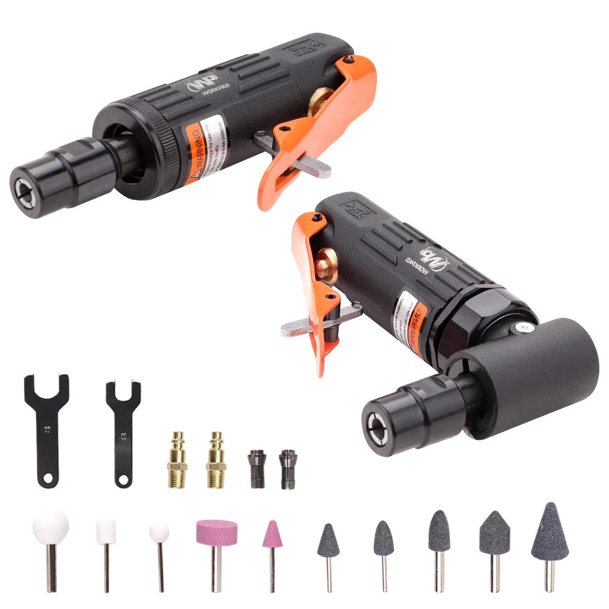 ・【仕様】全長：125mm・重量：330g/450g・無負荷回転数：25,000rpm・使用空気圧力：0.62MPa・使用消費量：85L/min・空気取入口:RC1/4・参考騒音値:91~97dB 【セット内容】エアーグラインダ 本体・1・...