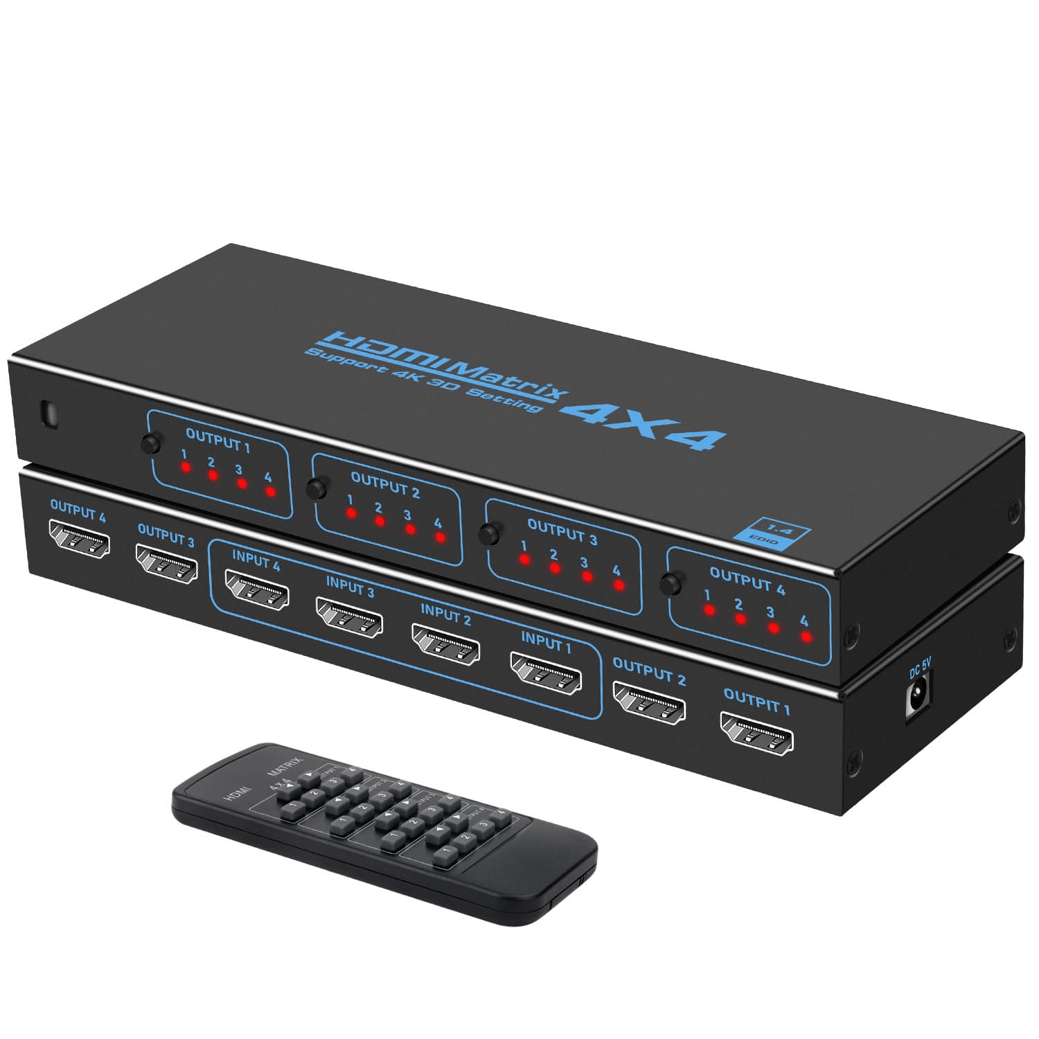 ・【HDMIマトリックス 4入力4出力】この HDMI マトリックス スイッチ 4x4 は、4 つの HD 信号源を、4 つの HD ディスプレイ端子に接続できます。このHDMIマトリックスにより、4 つの HDMI デバイスを 4 つの ...