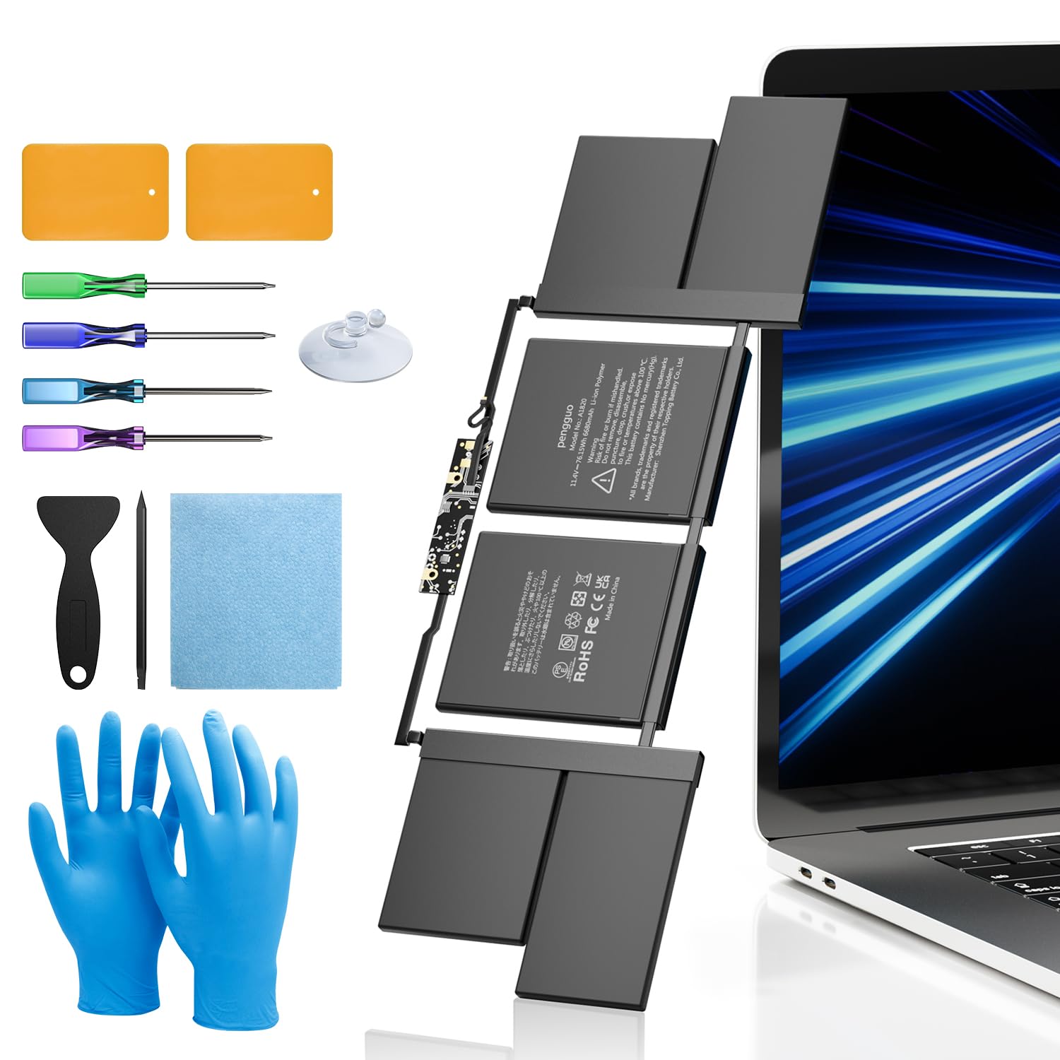 ・【置換 MacBook pro 15インチA1707バッテリー 用】 バッテリー型式：A1820。容量：6680mAh/76.15Wh, 電圧：11.4 V。バッテリタイプ：リチウムポリマー・【電池優勢】1. 電池寿命が1500+次充電サ...