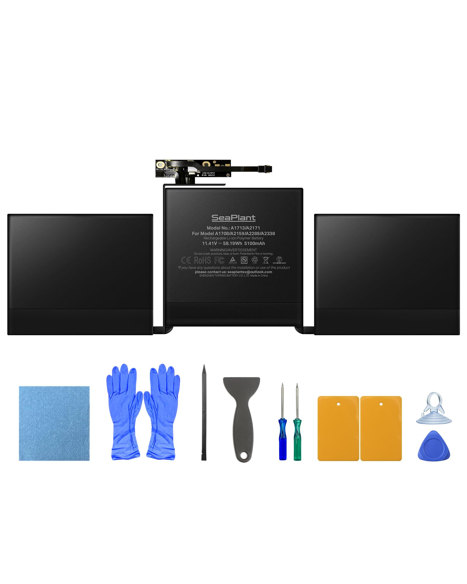 ・バッテリーモデル：A1713/A2171；MacBook Pro 13インチ A2338(2020、2022)に完全対応・高容量：このバッテリーは、フル充電で58.19 Wh 5100 mAhの容量と11.41 Vの電圧を備え、MacBo...