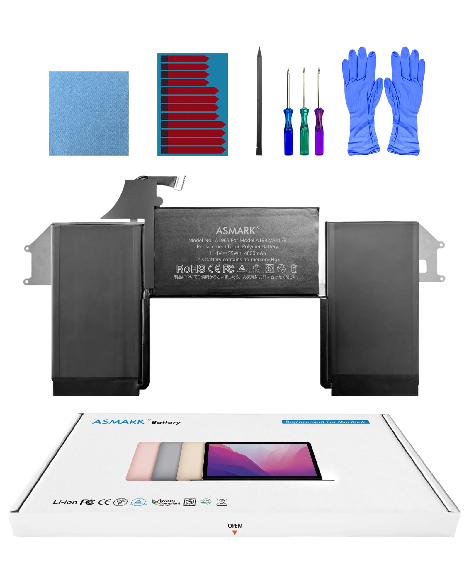 ・【バッテリーモデル】A1965、満充電容量：55Wh 4800mAh、電圧：11.4V、対応機種：MacBook Air 13インチ A2179（2020年）。・【高度な品質】全新しい5.0テクノロジーのアップグレード、長持ちし、より安全...