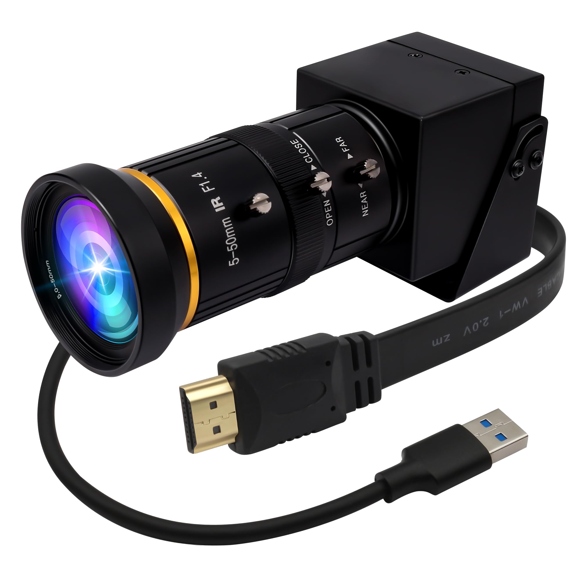 ・4K USB & HDMI マニュアルズームカメラ、USB Type-C 電源供給、Type-C & HDMI 同時ディスプレイ。・あらゆる種類の距離撮影用の5-50mm可変焦点カメラ、レンズを回転させることでズーム、明るさ、鮮明さを調整...