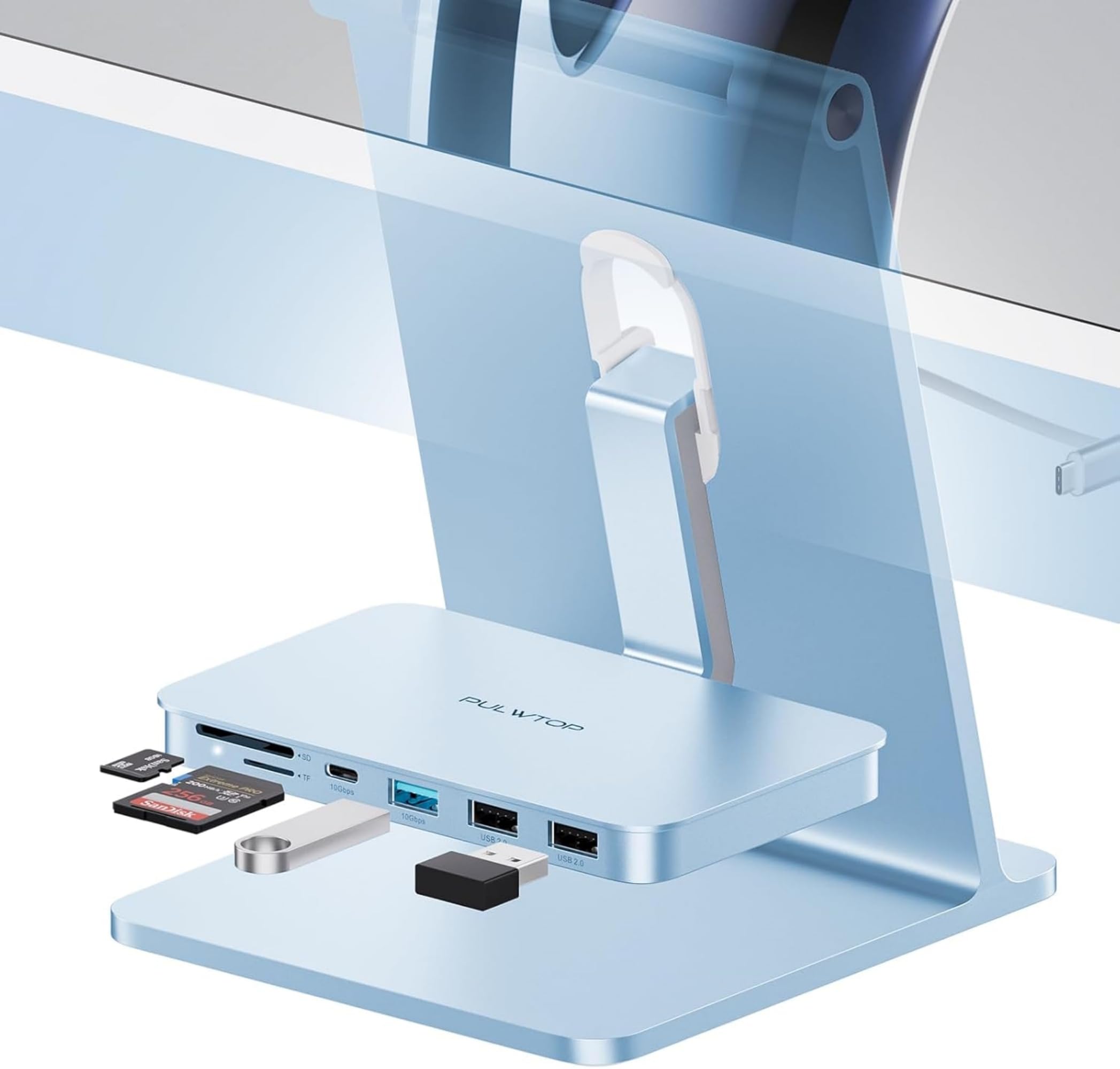 ・【6-in-1多機能 USB-C ハブ】このiMac USB-Cハブは、1 x USB C 3.2 Gen2 10Gbps、1 x 10Gbps USB A 3.2、2 x 480Mbps USB A 2.0、1 x 読み取りと書き込み両...