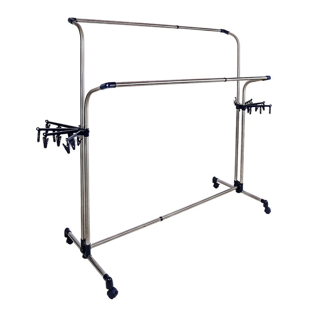 ・本体重量（約）：5.5kg　耐荷重（約）：50kg・サイズ（約）：長さ115・210*幅60*高さ120・180cm・材質：ステンレス巻きパイプ & ABS& PP・容量(目安約):洗濯物3・5人分、布団2枚・大収納量●横縦自由伸縮●キャ...
