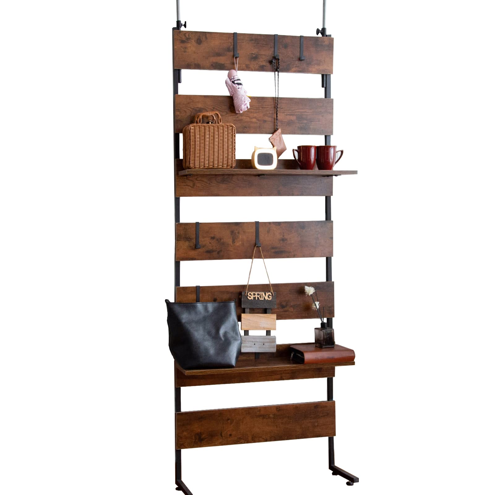 ・【本体サイズ】(約)幅60×奥行19.5×高さ200~260cm 【材質】本体：プリント紙化粧繊維板　脚部 フック：スチール（粉体塗装）つっぱりパイプ：スチール・【多目的ラック】多様なシーンで使いやすい突っ張りラックです。キッチンラックと...