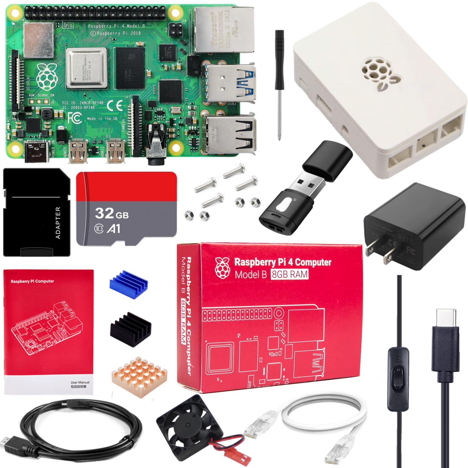 ・・【Pi4セット内容】VESIRI Raspberry Pi4 8GBセットには、Raspberry Pi4 8GBボード*1(技適マーク付)、32GB カード*1、ホワイト放熱ケース*1、カードリーダー*2、USB Type-C電源アダ...
