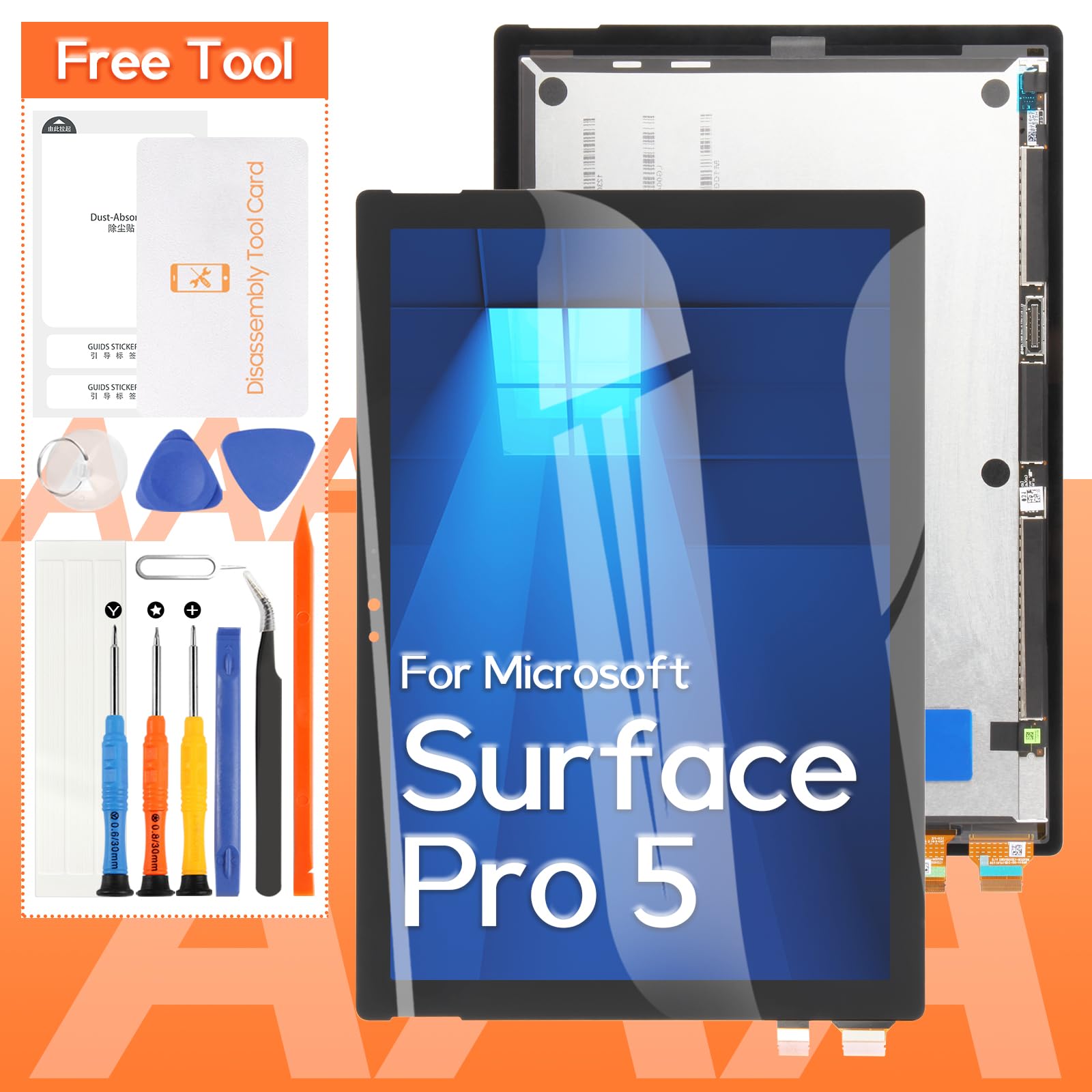 ・・【対応機種】:(ブラック)For Microsoft Surface Pro 5 1796/Pro 6 1807 1809 12.3 インチ V1.0 6870S-2403Aモデルに対応 交換修理用液晶パネルセット。ご購入した前にご端末...