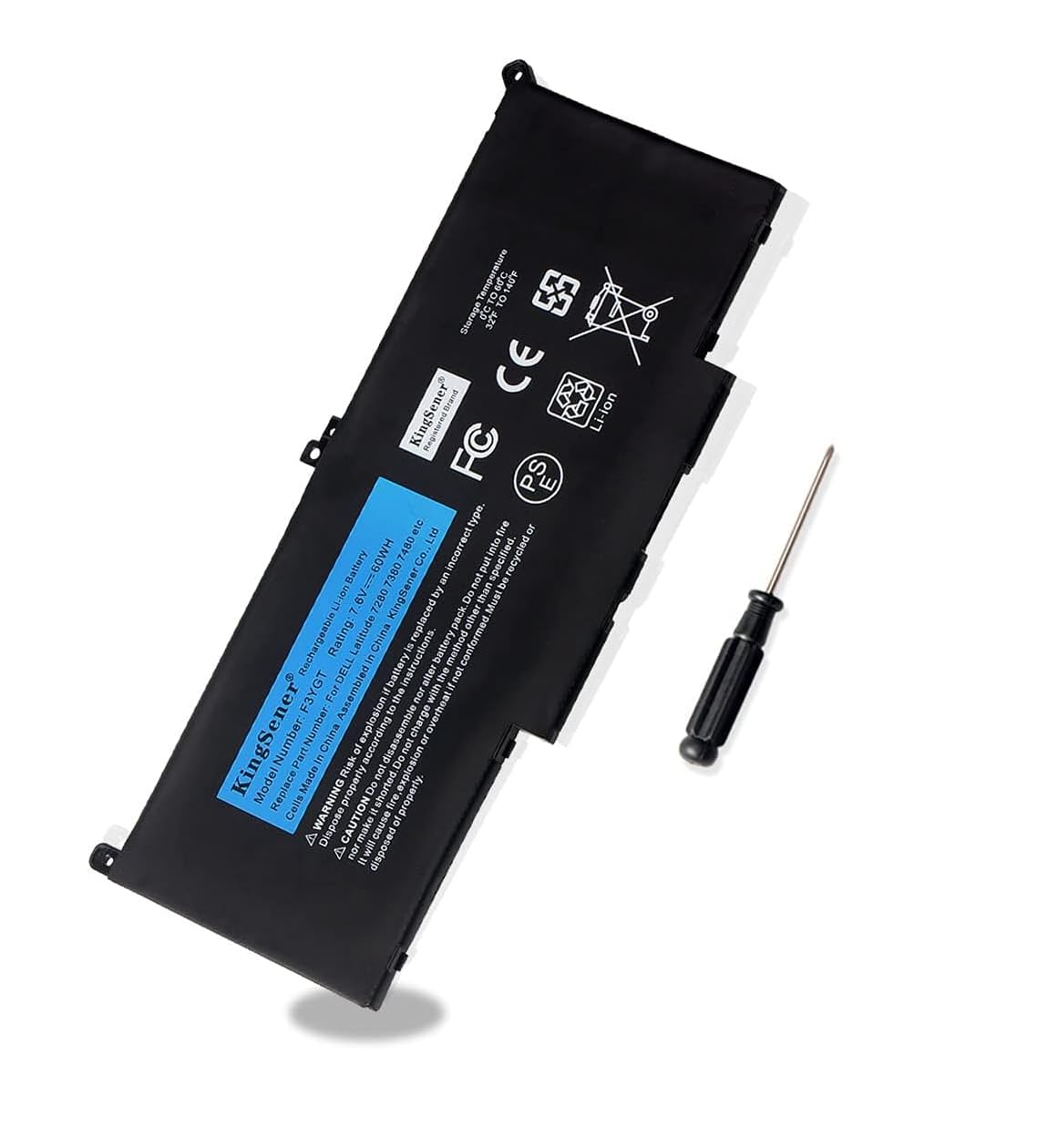 ・バッテリー種類：リチウムイオン；　　　容量：60WH；　電圧：7.6V・交換する部品番号：F3YGT 2X39G；　適用するモデル：Dell Latitude 12 7280 7290 E7280 E7290 シリーズ; Dell Lat...