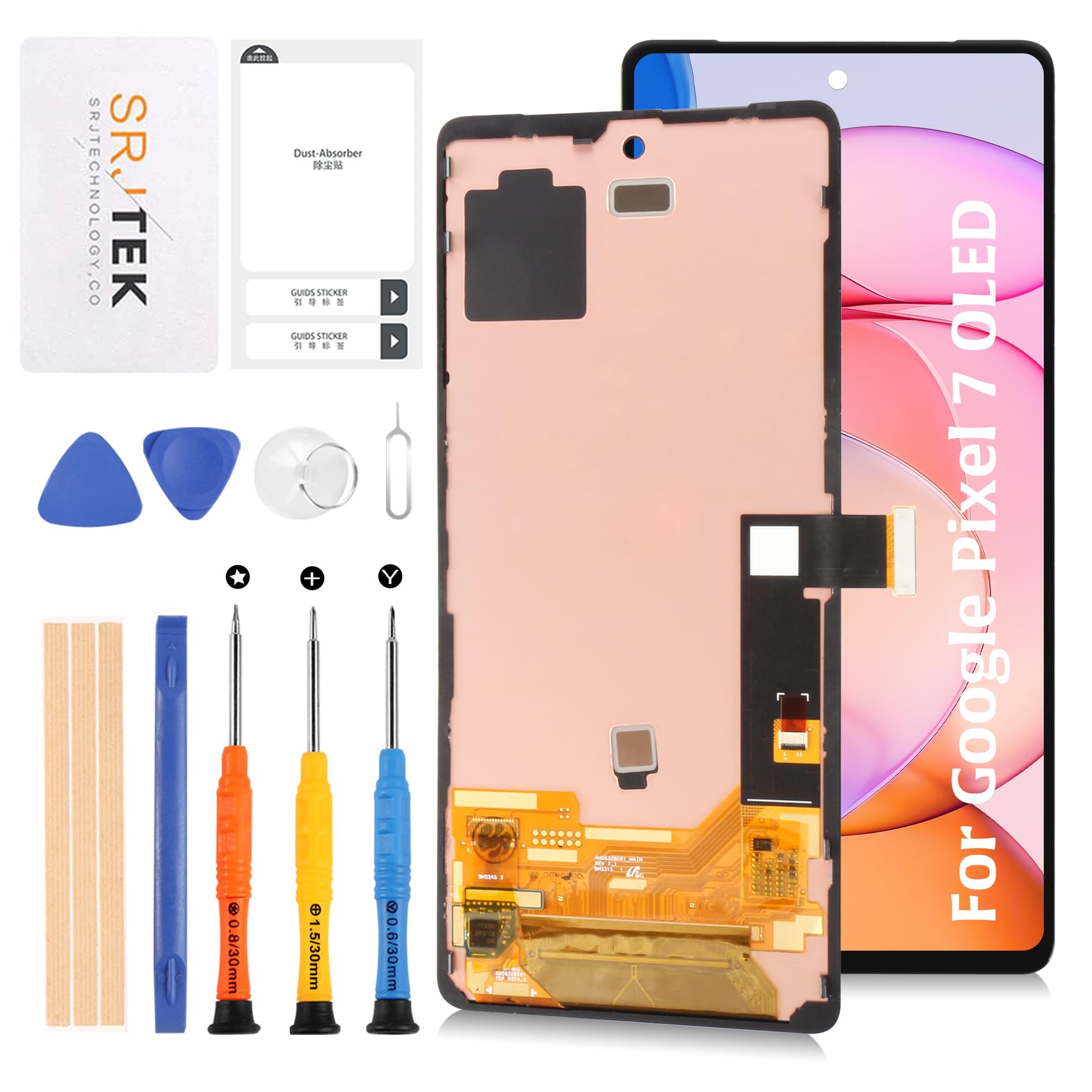 ・・【OLEDとフレーム付き】For Google Pixel 7 用6.3インチ 交換修理用液晶パネルセット。モデル：For Google Pixel 7 SIMフリ・、Pixel 7 au、Pixel 7 SoftBank。購入前にモデ...