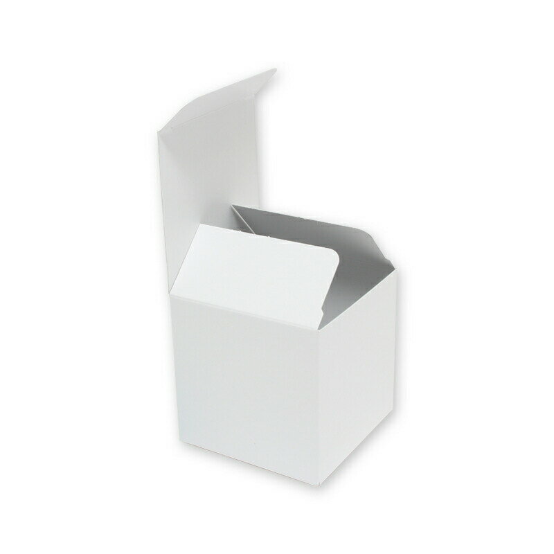 商品サイズ：内寸法：80×80×高80mm 材質：カード紙（裏白）350g 商品説明： 汎用性の高い白無地の組立箱です。 フタと本体が一体となっており、底面は四方を組込み、反対側のベロとフタを閉じて仕上げるタイプです。 縦・横・高さが全て同...