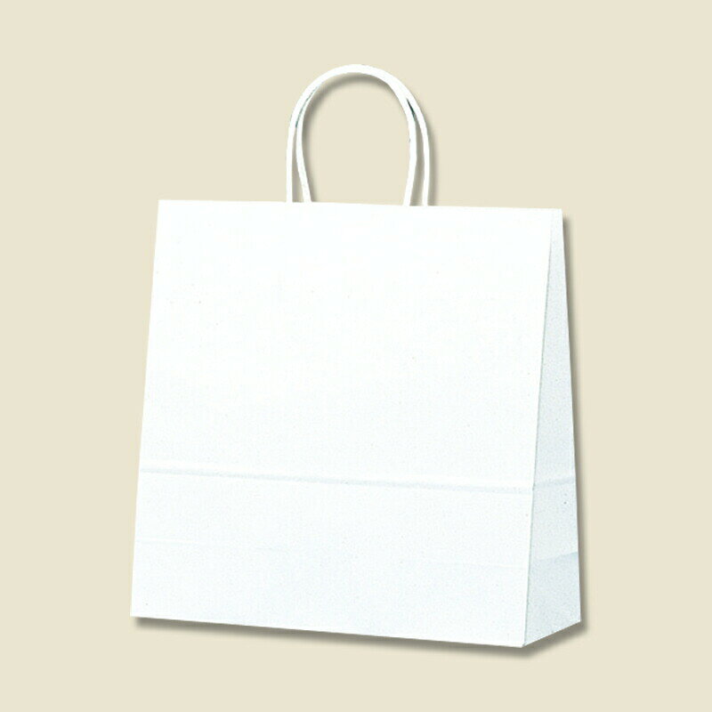 ■サイズ　：320×115×310mm ■色・柄　：白無地C ■素材　：未片艶100g ■入数　：50枚／外袋　200枚／ケース ■商品説明　：最も一般的な紙袋、廉価で柄やサイズのバリエーションも豊富です。使い方の自由度が高い、チャームバッ...