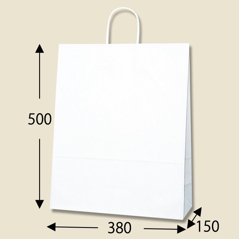 ■サイズ　：380×150×500mm ■色・柄　：白無地 ■材質　：片艶120g/m2 ■入り数　：50枚 ■商品説明　：主に業務用として使用されるリーズナブルなショッピングバッグです。 表面加工無し、上部の折り返し無し(切りっぱなし）、...