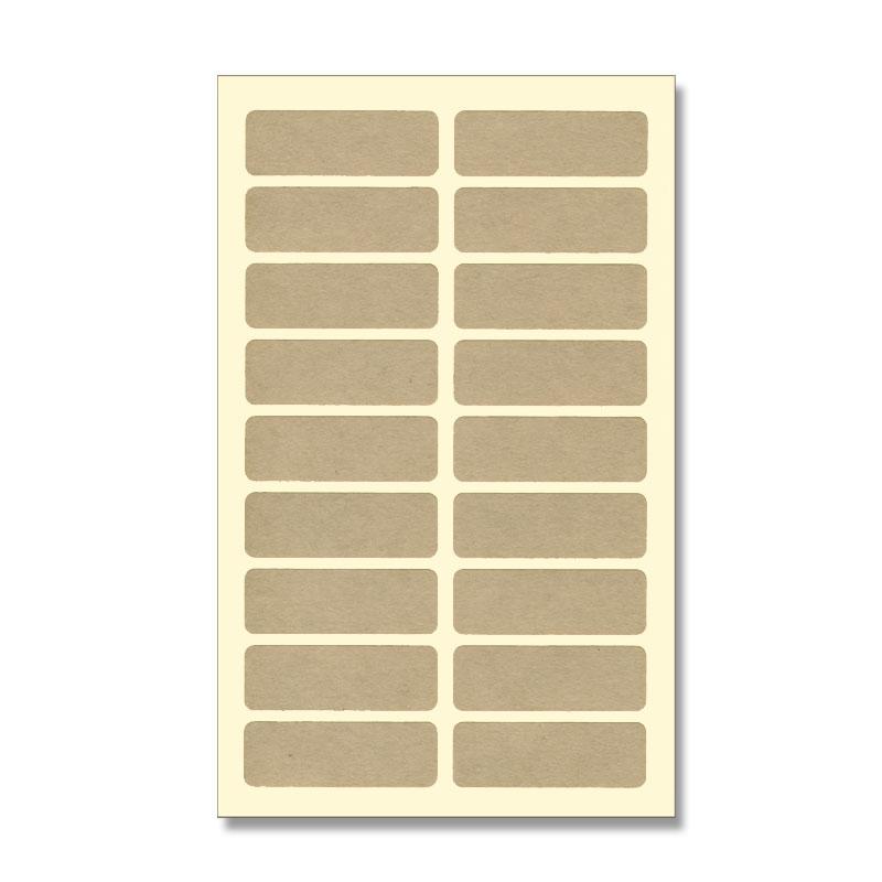 ■サイズ　：13×38mm ■素材　：未晒クラフト紙 ■入り数　：1束　180片入（18片×10シート） ■商品説明　：ナチュラルな未晒は他の包装資材との相性も良いです。ハンドメイド作品等にも優しくなじみます。　 この商品はネコポス20束ま...