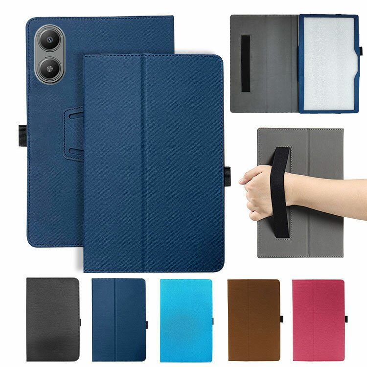 Blackview LINK 2 ケース 8.68インチ カバー PUレザー 手帳型 持ち手 ベルト バンド付き ペンホルダー付き 落下防止ベルト 片手操作 取っ手 ペン収納 スタンド機能 フリップ ブラックビュー 【対応機種】Blackv...