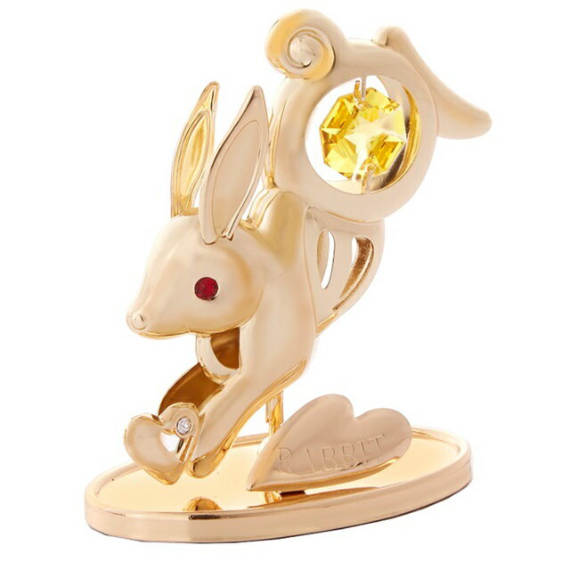クリスタルが光るうさぎの置物。 うさぎや動物好きの方へのプレゼントに！ ストーンの形は風水で縁起のいい八角形。本体は金色なので、金運を願うのにいいですよ！ 光が当たるところに置いて、キラキラさせて下さいね♪ ※クリスタルの色の配色が商品によ...