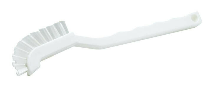 ソリッドタイプのポリプロピレンを使用したボディのブラシです。頑丈なため異物混入の危険性を軽減。菌類の繁殖も防ぎ、すぐれた衛生性を持ちます。先端まで植毛されたブラシが、狭く手の届かない場所まで汚れをしっかり落とします。