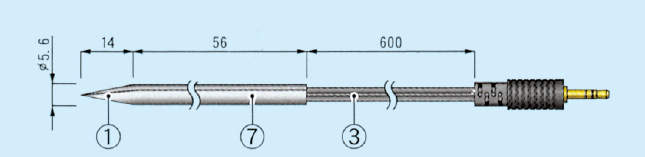 型式：TR-0706測定温度範囲：-40〜110℃測定温度精度：平均±0.3℃（−20〜80℃）　平均±0.5℃（−40〜−20/80〜110℃）センサ耐熱温度：-50〜115℃90%応答 撹拌水中：約11秒材質：(1)サーミスタ　(3)T...