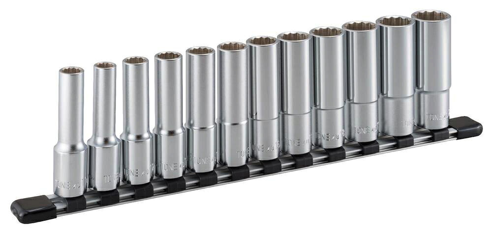 ソケットホルダー付（12個タイプ）SH1412 化粧箱寸法： w416× d121× h37mm 製品番号／仕様 4D-10L、11L、12L、13L、14L、15L、16L、17L、18L、19L、20L、21L 差込角dr.：12.7m...