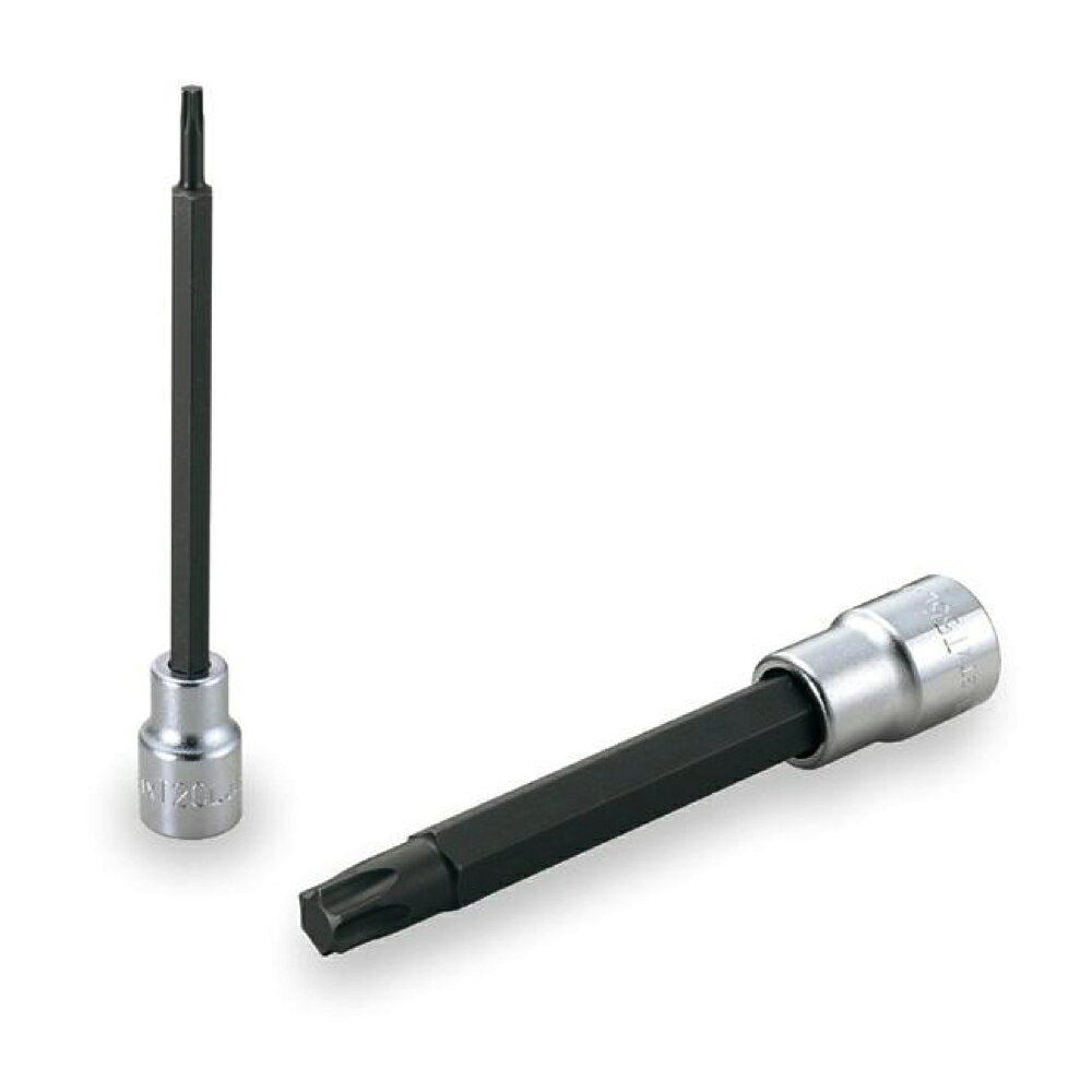 差込角dr.：9.5mm 全長：ロング 先端規格：T27 寸法A：98mm 寸法D：17mm 寸法L：125mm 質量：60g関連商品TONE ロングトルクスソケット(強力タイプ) T30 3TXT30L...TONE ディープソケット(1...