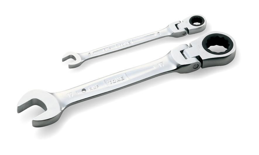 ヘッドを任意の角度に調整できるため、今までどんな工具も届かなかった作業箇所に最適です。 モデルチェンジで、さらに使いやすくなった手に馴染む柔らかい曲線デザイン。 薄形ラチェットヘッド。 安全ロープ取付け穴付（RMF-14以上のサイズ） 二面...