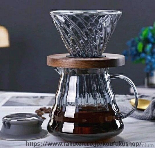 商品情報多機能セットコーヒードリッパーサーバーろ紙 カラーグレー サイズ500ml 素材耐熱ガラス、天然木、シリコンゴム ポイントコーヒーセット ポット フィルター コーヒーファンネル 飲み口 ストロー ガラス製　コーヒーサーバーセット コ...