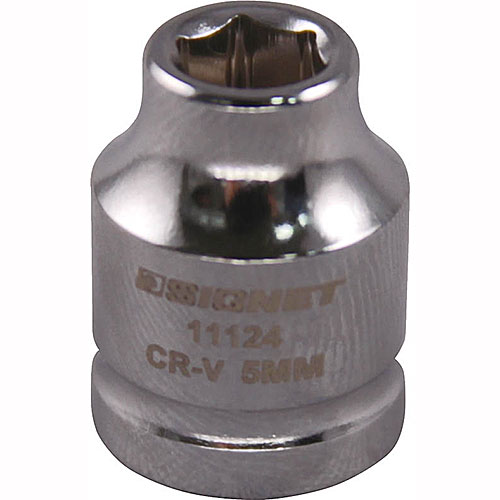 【特長】 ●ソケットの全長はわずか16mm（SIGNET従来品より8.5mm短い）、狭い場所での作業に最適。 ●吊り下げタグ付。 ●ミラー仕上げのメッキが美しいショートソケット。 ●六角タイプ。 【仕様】 ●差込角(DR)：1/4 ●ソケッ...