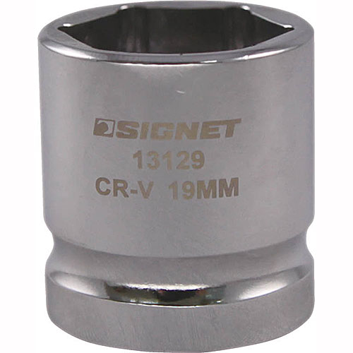 【特長】 ●ソケットの全長はわずか28mm（SIGNET従来品より10mm短い）、狭い場所での作業に最適。 ●吊り下げタグ付。 ●ミラー仕上げのメッキが美しいショートソケット。 ●六角タイプ。 【仕様】 ●差込角(DR)：1/2 ●ソケット...