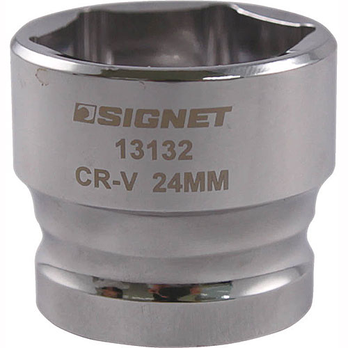 【特長】 ●ソケットの全長はわずか28mm（SIGNET従来品より12mm短い）、狭い場所での作業に最適。 ●吊り下げタグ付。 ●ミラー仕上げのメッキが美しいショートソケット。 ●六角タイプ。 【仕様】 ●差込角(DR)：1/2 ●ソケット...