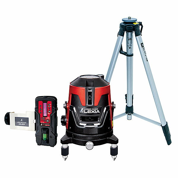 【特長】 ●レーザーロボ、受光器、三脚がセットになっています。 ●通り芯が2本のハイクラスタイプ ●明るく鮮やかな赤色のレーザーを採用しています。 ●高出力レーザーです。 【光の強さ3段階切替機能付】 ●モード（強）は従来の約2.5倍の明る...
