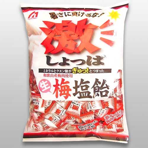 【特長】 ●梅塩味のキャンディの中には、塩味が効いた梅肉ペースト入り 【用途】 ●暑さで失われる塩分の補給に 【仕様】 ●風味：梅味 ●水飴、砂糖、食塩、梅肉(塩漬け)、デキストリン、梅酢、梅肉ペースト、赤しそ、濃縮梅果汁、ショートニング、...