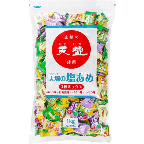 【特長】 ●4種の味で飽きずに、おいしく熱中対策 ●にがりを含んだ「赤穂の天塩」使用した、まろやかな味わい ●汗に近いイオンバランスで暑さから体を守ってくれます 【用途】 ●暑さで失われる塩分の補給に 【仕様】 ●ぶどう味、日向夏味、パイン...