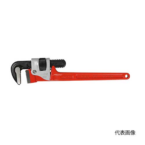 【特長】 ●強度はJIS強力級相当 ●鍛造製ハンドル 【仕様】 ●サイズ(mm)：350 ●くわえられる管の呼び寸法(A)：～40 ●口開き幅(mm)：～49 ●歯幅(mm)：21 ●質量(g)：1300 ●仕様：白管用シリーズ・鍛造製ハン...
