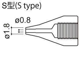 【仕様】 ●白光　ノズル　0．8mm　S型 ●本体：474・475用 ●寸法(mm)内径×外径:0.8×1.8 ●質量:10.0g 【納期】2〜3日(弊社休業日を除く)で発送予定。