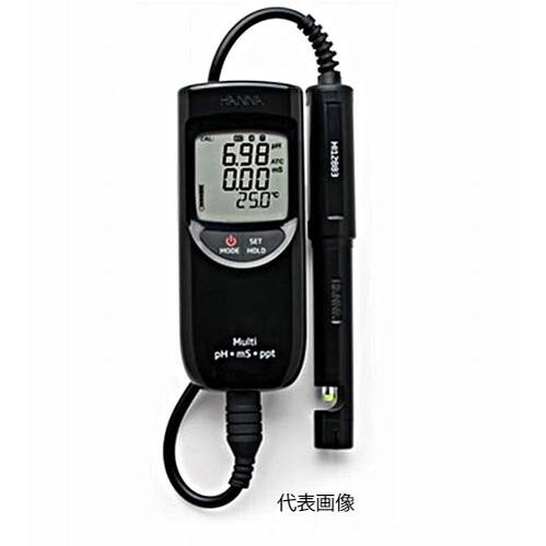 【特長】 ●1本の電極でpH/EC/TDS/℃を測定できる便利な防水型のポータブルタイプです。 【仕様】 ●質量(g)：196 ●EC/TDS換算率：0.45～1.00(初期設定値は0.50) ●電源：単四アルカリ電池 3本(約600時間の...