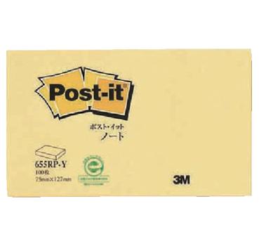 【特長】 ●通常粘着タイプです。 ●古紙100%の再生紙を使用し、環境保全を考え、資源をムダなく利用しています。 ●たっぷり書き込める大判サイズです。 ●詳しい伝言や記録、掲示や在庫整理などにも使えます。 【仕様】 ●色：イエロー ●縦(m...