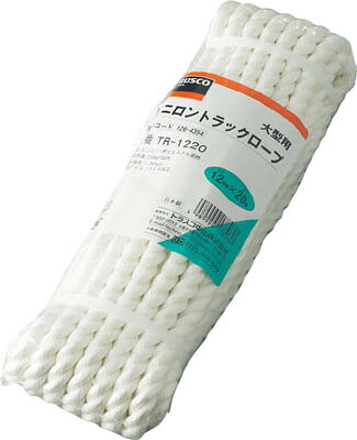 【特長】●しなやかな柔軟性で、使いやすさが良好です。耐候性、耐久性にも優れています。●両端アイスプライス加工（アイ加工）を施しています。【用途】●軽トラの幌がけ。●結束。●トラックの荷締め。【仕様】●色:白●線径(mm):12●長さ(m):...