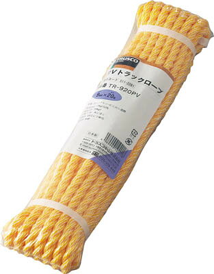 【特長】●両端アイスプライス加工（アイ加工）を施しています。●強く、軽く、作業性の良いトラックロープです。【用途】●トラックの荷締め。●覆い。●結束。【仕様】●色:黄●線径(mm):9●長さ(m):30●包装形態:シュリンクパック【仕様2】...